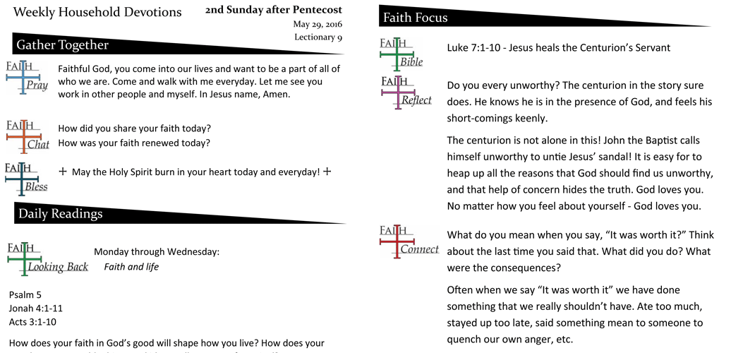 Weekly Devotion Page for May 29, 2016 | Faith Formation Journeys