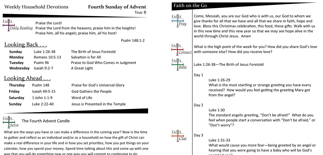Weekly Devotion page for Year B – Advent 4 | Faith Formation Journeys