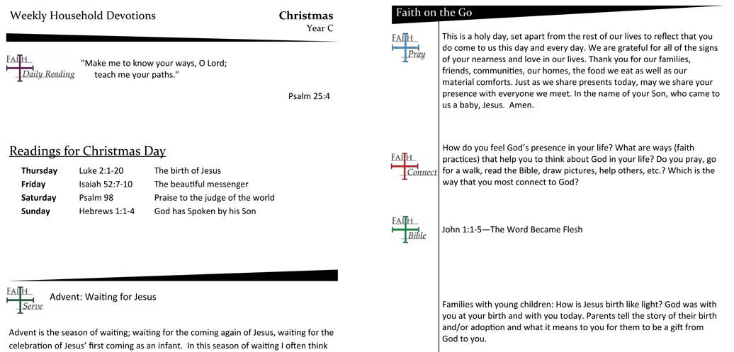 WEEKLY DEVOTION PAGE FOR Christmas – YEAR C | Faith Formation Journeys